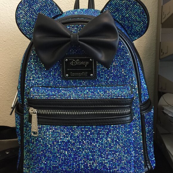 Other | New Rare Loungefly Blue Rhinestone Sequin Mini Backpack Bag99 ...
